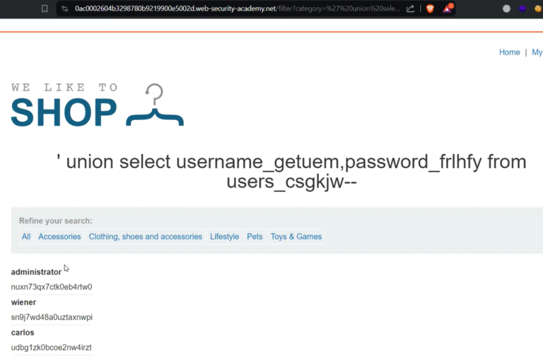 Examining the Database using Union-based SQL Injection